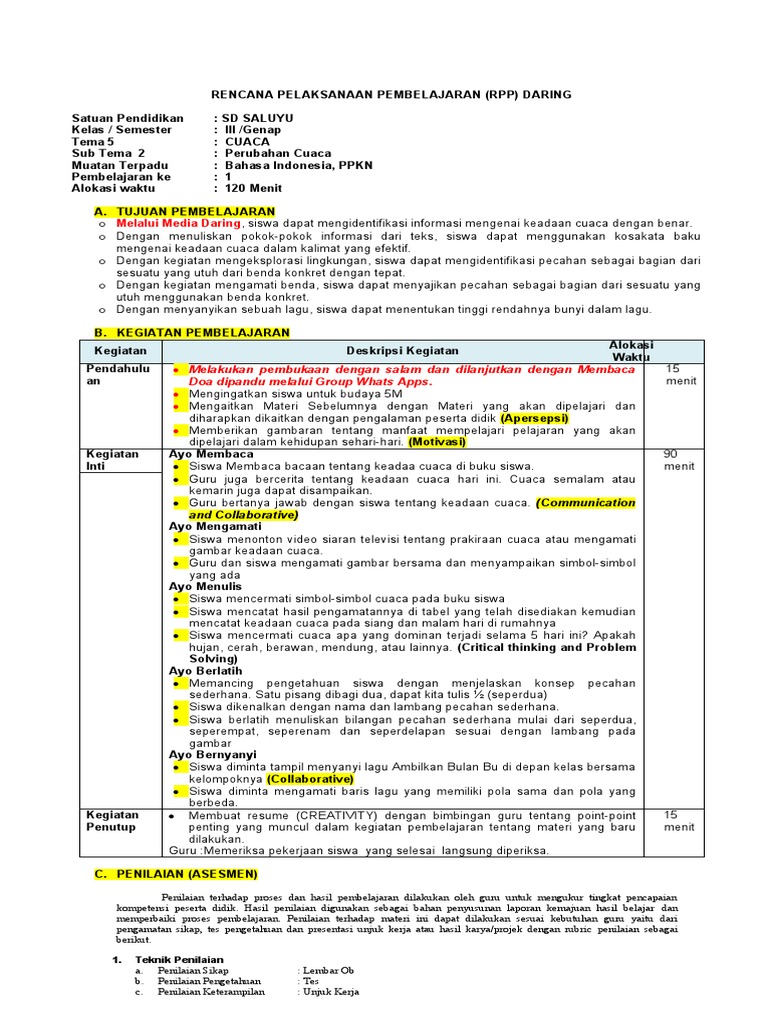 RPP Keadaan Cuaca Baru | PDF