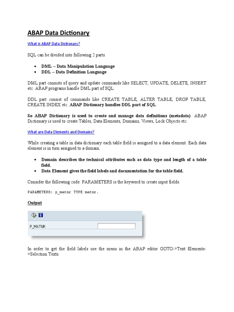Sap Data Dictionary | PDF | Table (Database) | Data Model