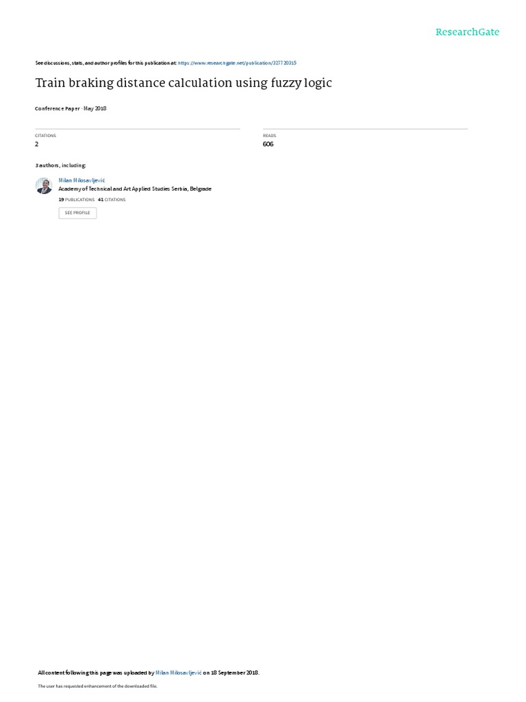 Train Braking Distance Calculation Using Fuzzy Logic | PDF | Fuzzy ...