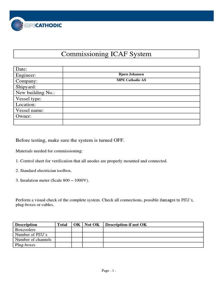 ICAF System Commissioning Guide | PDF | Anode | Power Supply