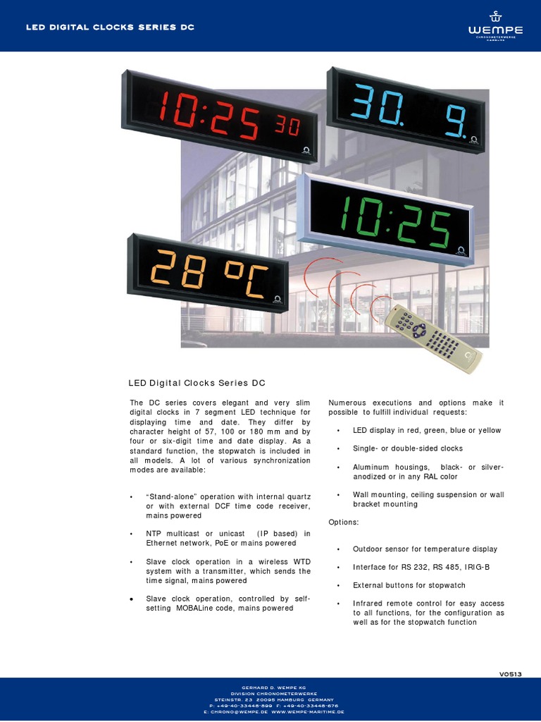 WEMPE LED Digital Clock Series | PDF | Clock | Information And ...
