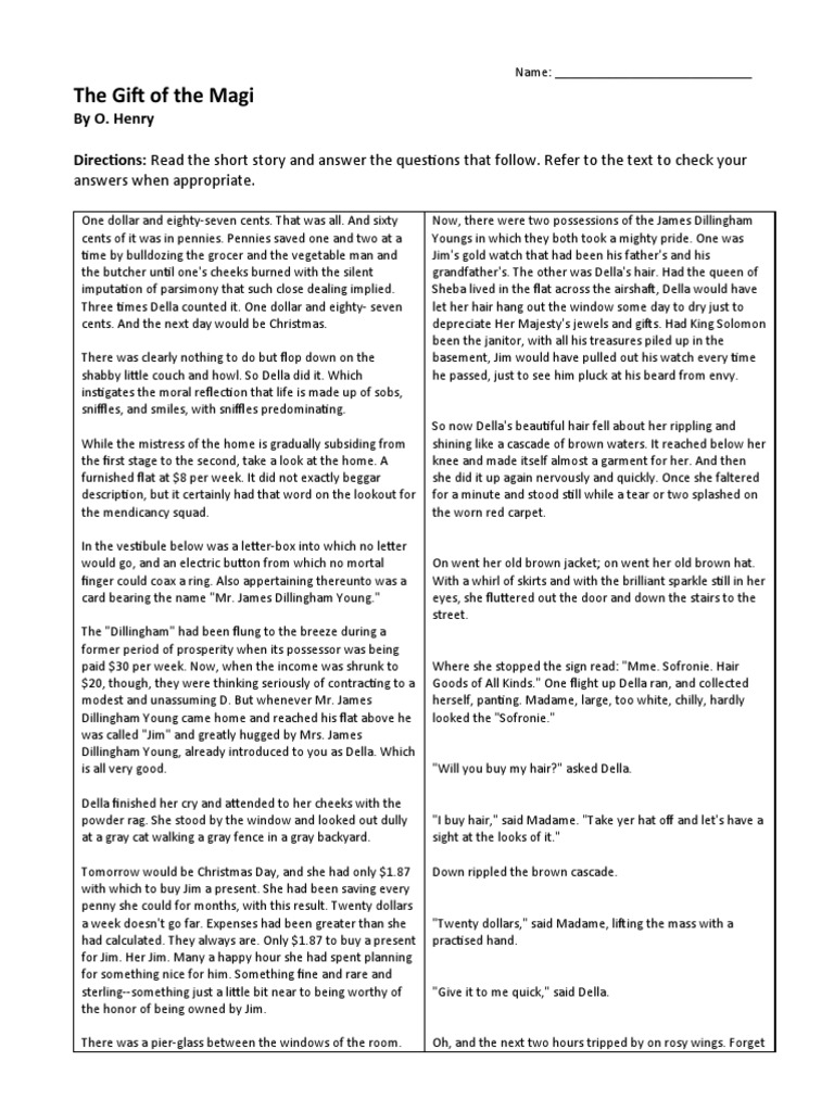 The Gift of The Magi: Answers When Appropriate | PDF