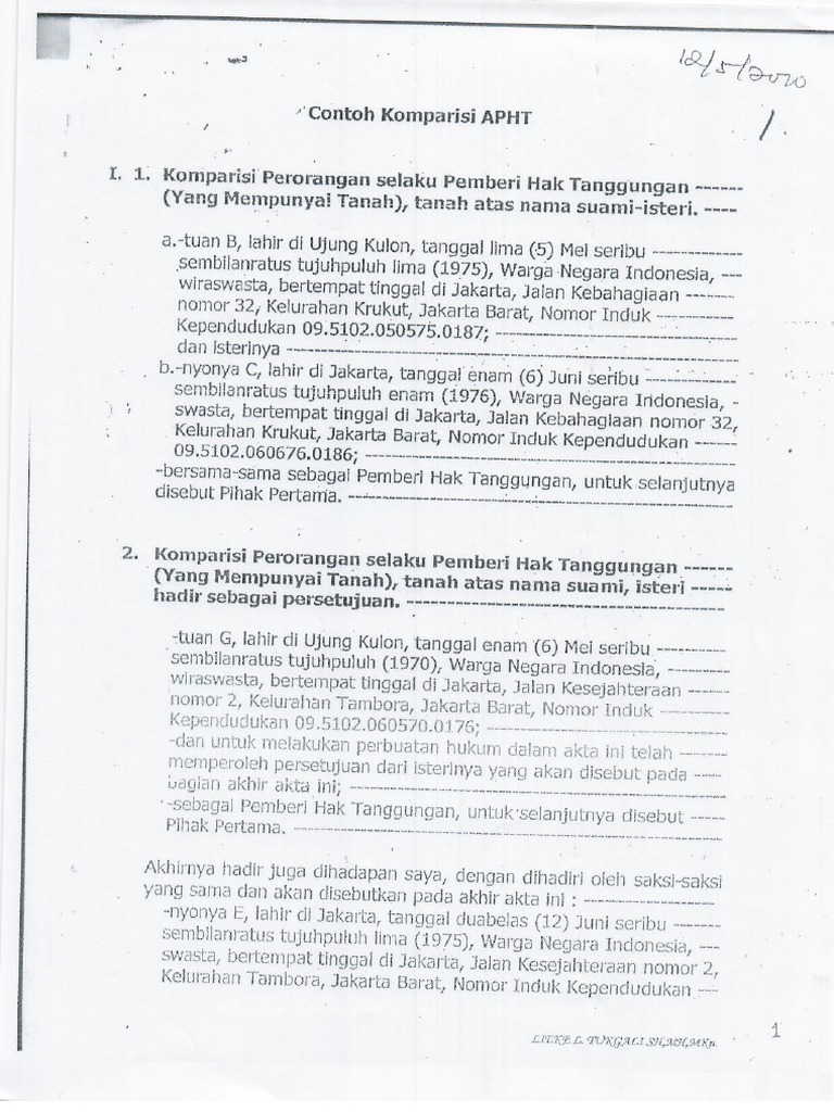 Komparisi SKMHT Dan APHT, Tata Cara SKMHT Dan APHT, Contoh Soal Dan Jawaban SKMHT Dan APHT | PDF