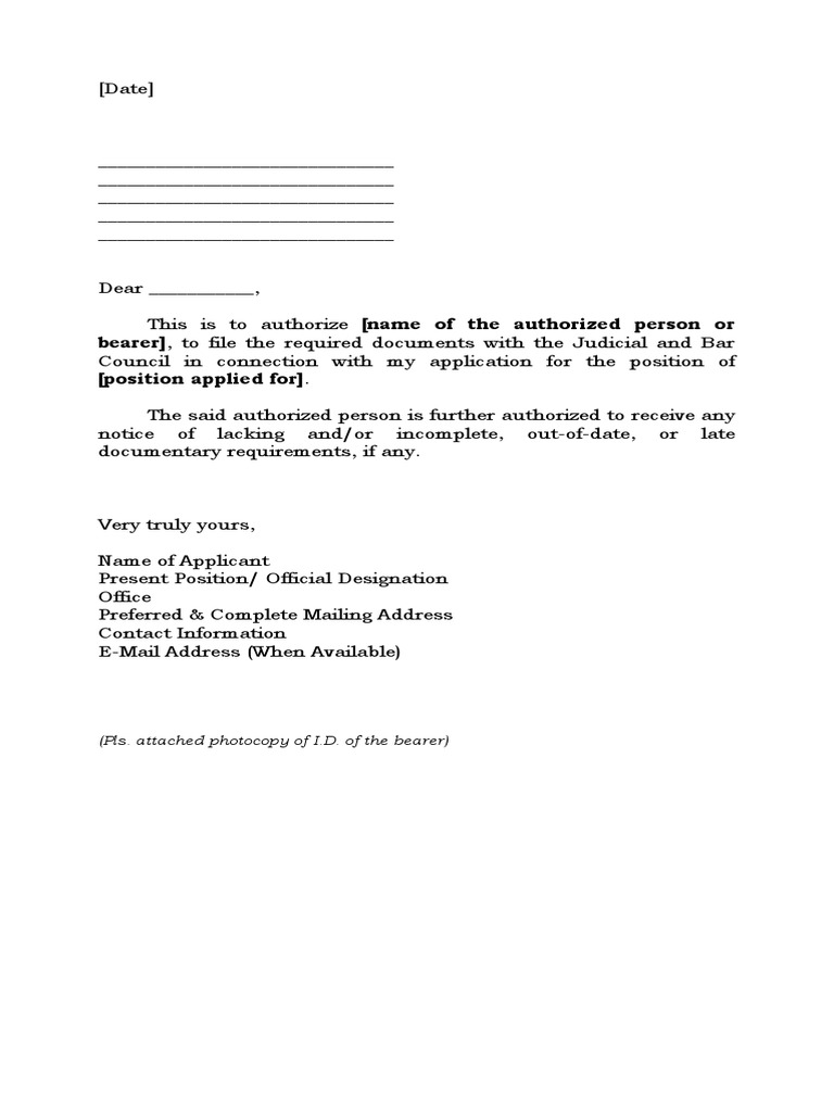 Sample Letter of Authority | PDF