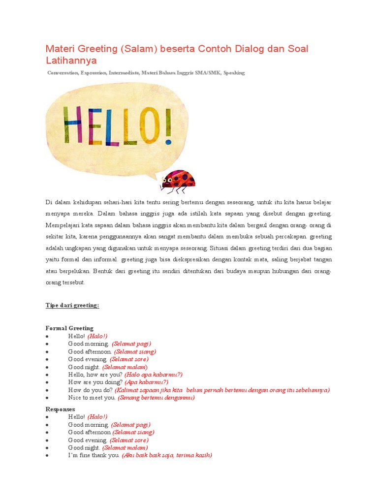 Materi Salam Bahasa Inggris SMA | PDF