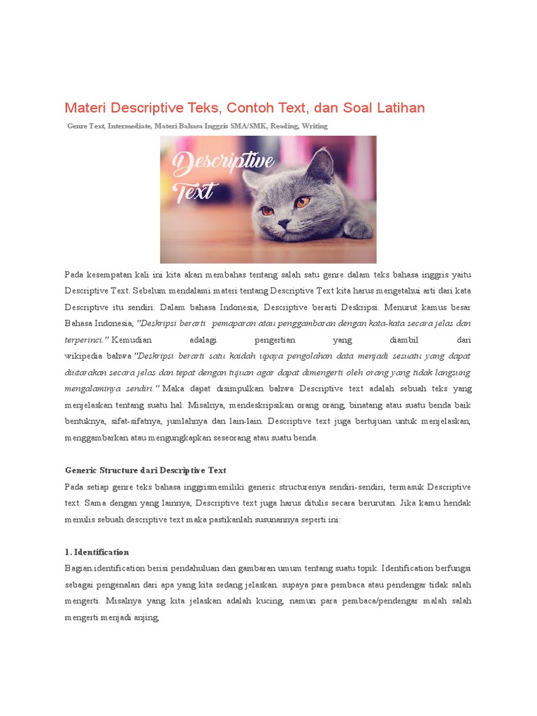 Descriptive Text untuk Pelajar SMA | PDF