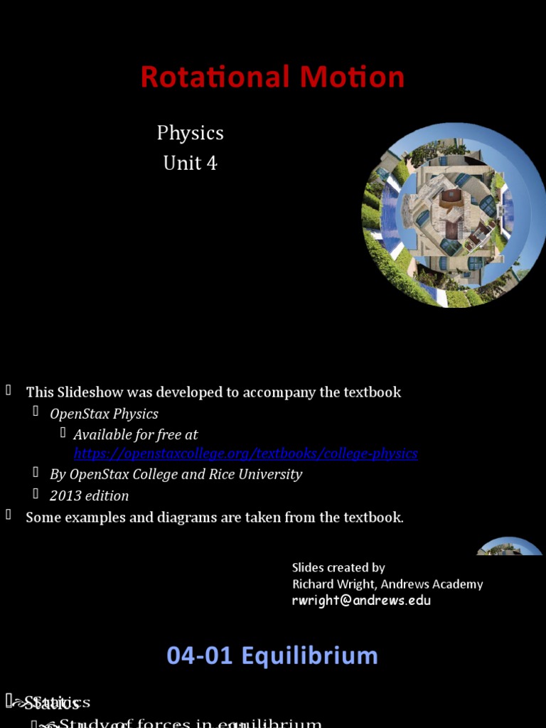 Physics 04-Statics, Torque, Rotational Motion (2016) | PDF | Machines ...