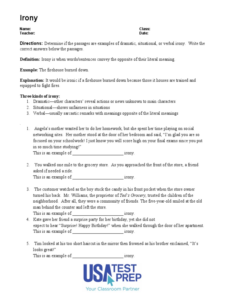 Irony Worksheet View | Download Free PDF | Irony