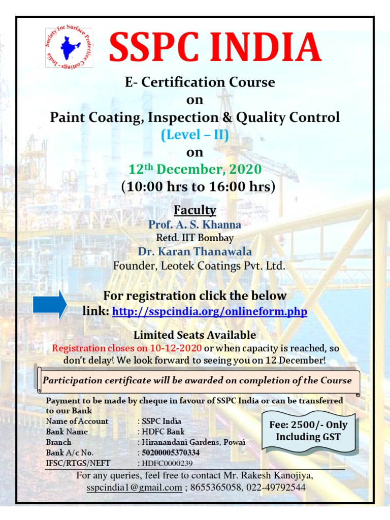 SSPC India: E-Certification Course On Paint Coating, Inspection ...