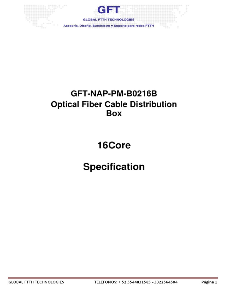 16core Specification: GFT-NAP-PM-B0216B Optical Fiber Cable ...