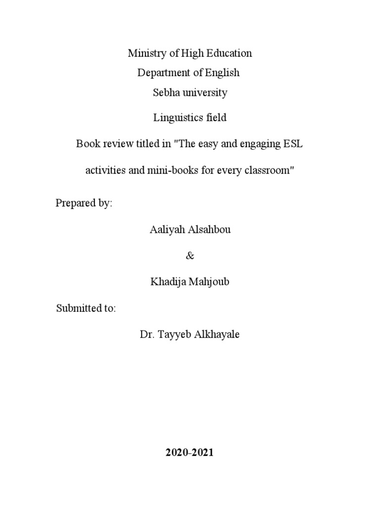 Engaging ESL Activities for Classrooms | PDF | English As A Second Or ...