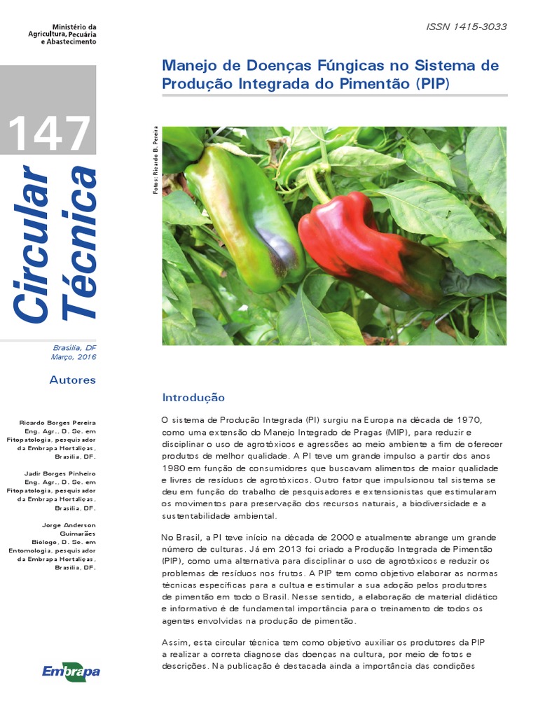 Manejo de Doenças Fúngicas No Sistema de Produção Integrada de Pepino ... Manejo de Doenças Fúngicas No Sistema de Produção Integrada de Pepino ...
