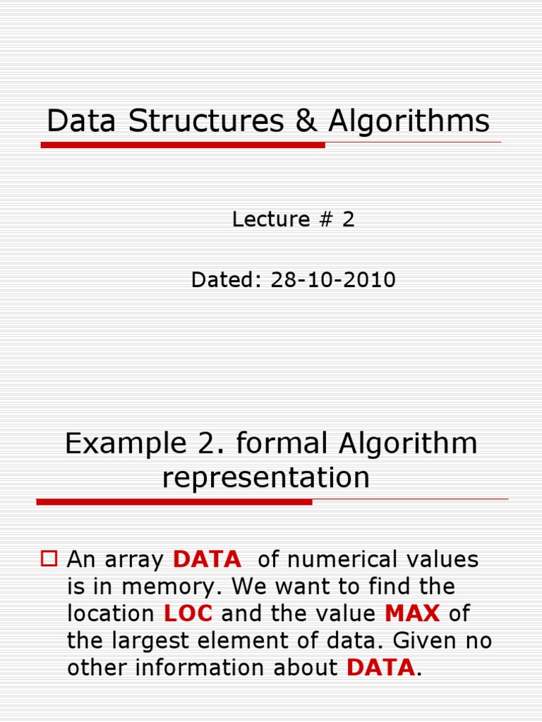 Data Structures & Algorithms: Lecture # 2 Dated: 28-10-2010 | PDF ...