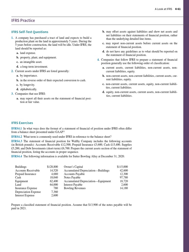 IFRS Practice: IFRS Self-Test Questions | PDF | Balance Sheet ...