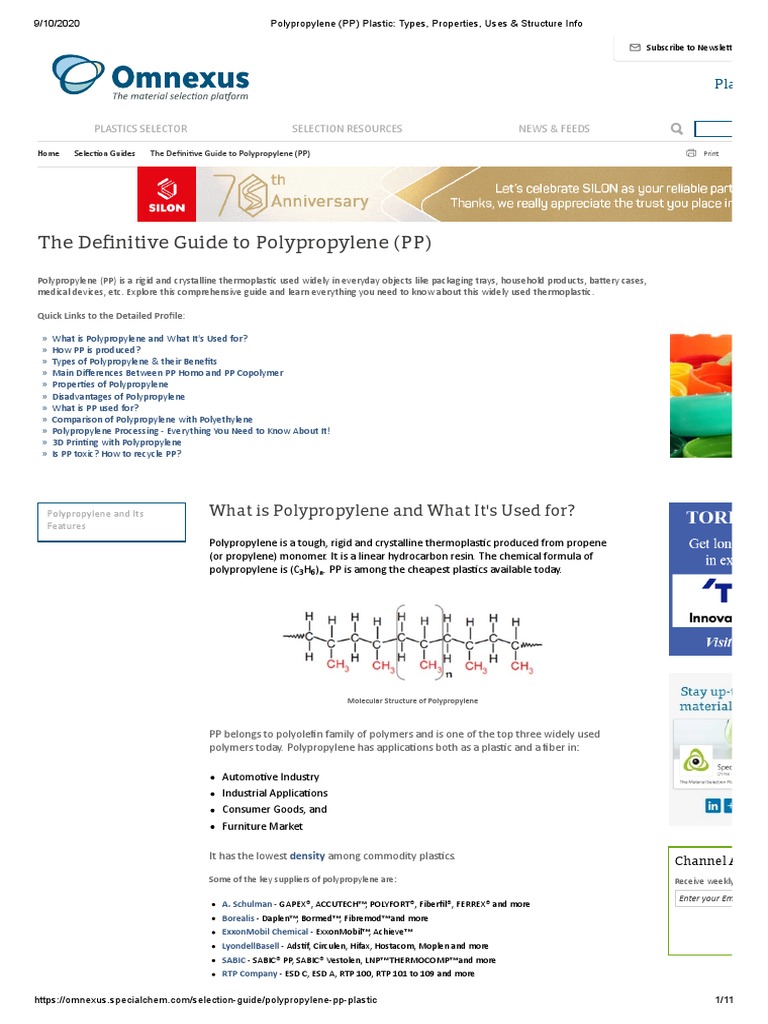 Polypropylene (PP) Plastic - Types, Properties, Uses & Structure Info ...
