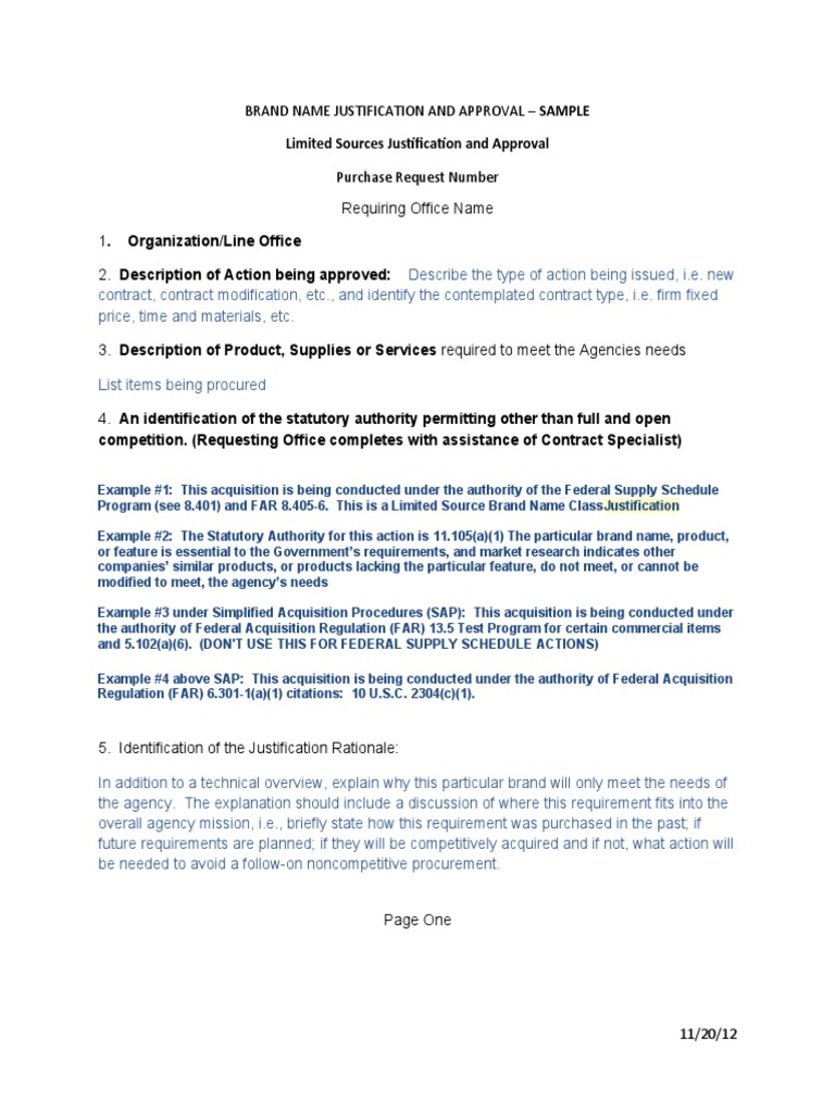 Limited Sources Justification and Approval | Download Free PDF | Business