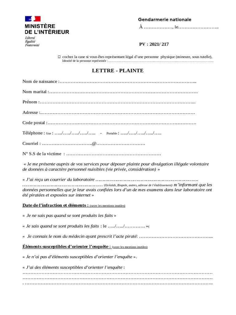 Lettre Plainte v3 | PDF | Justice | Crime et violence
