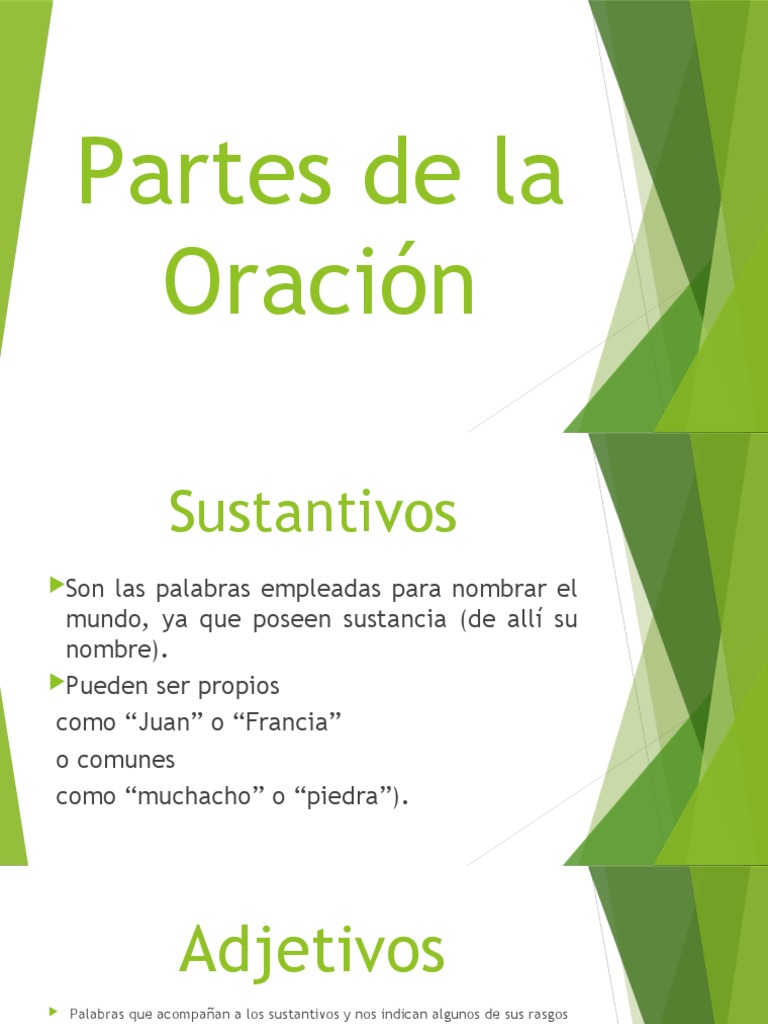 Partes de La Oración | PDF | Predicado (Gramática) | Sustantivo