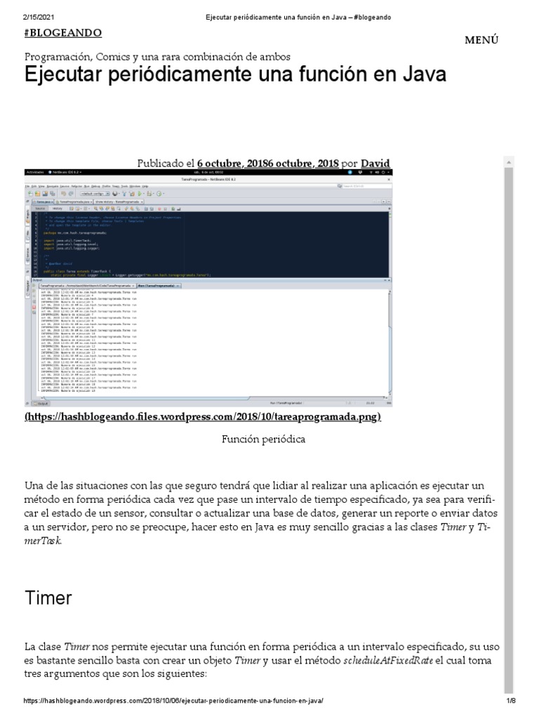 Ejecutar Periódicamente Una Función en Java - #Blogeando | PDF | Java ...