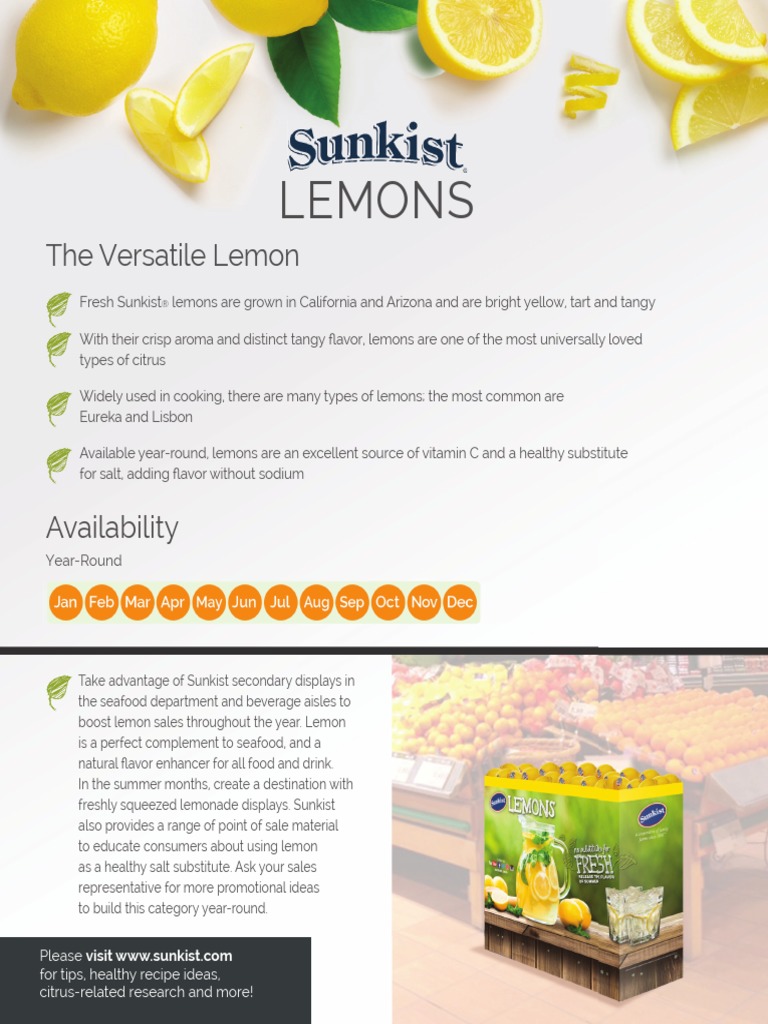 Sunkist® Lemons | PDF | Lemon | Food And Drink