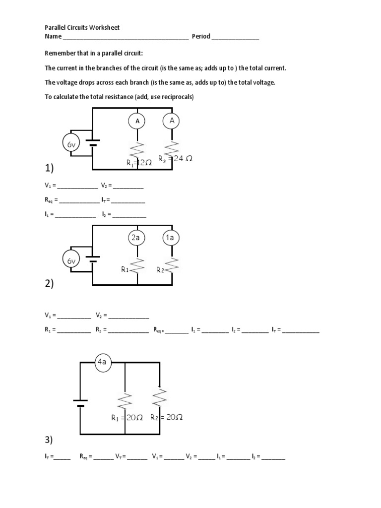 Parallel Circuit Worksheet | PDF