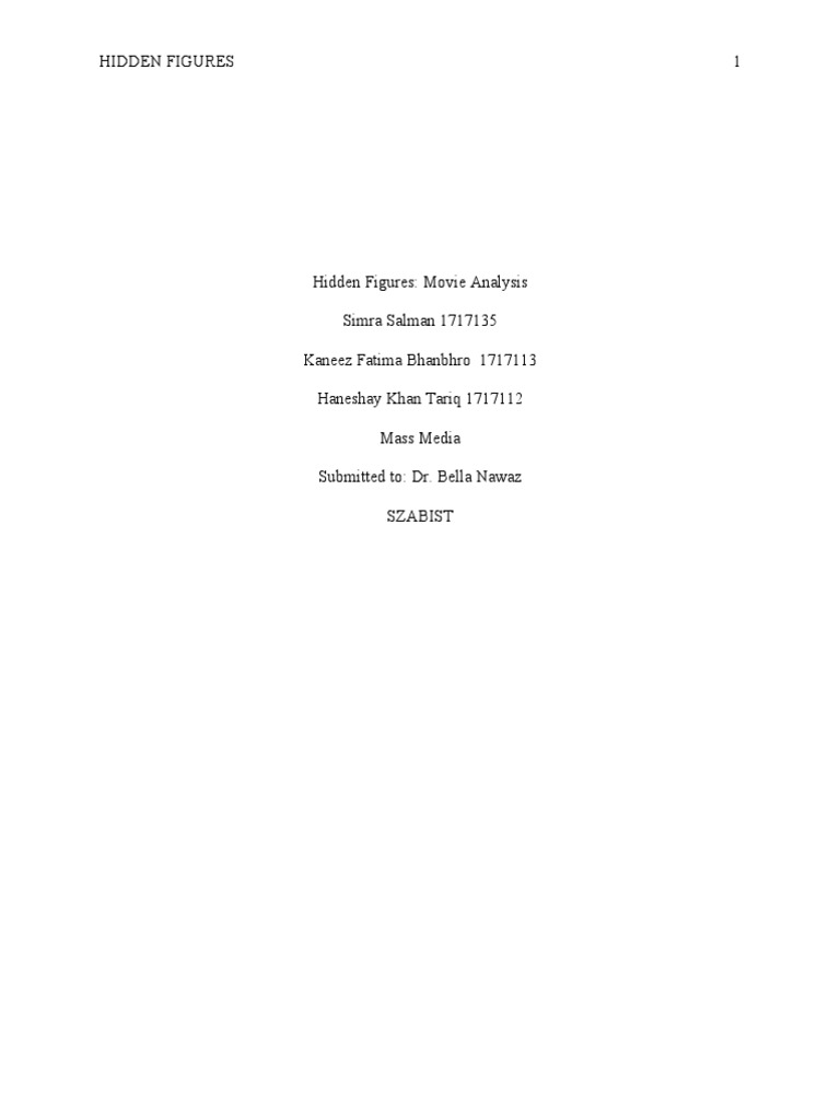 Hidden Figures Final | PDF | Hidden Figures | Katherine Johnson