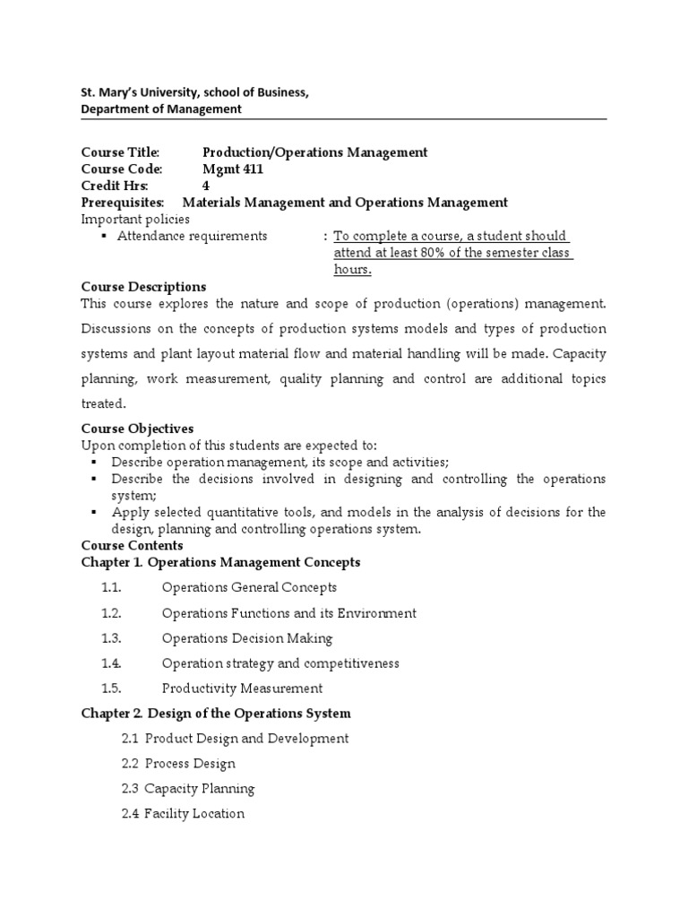 Operational Management | PDF | Operations Management | System