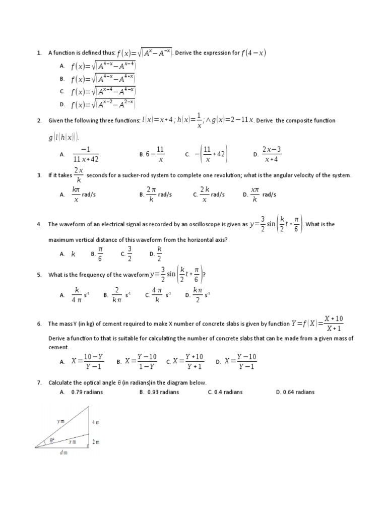 GEC 210 Part 1 - Tutorial Questions | PDF | Sine | Metrology