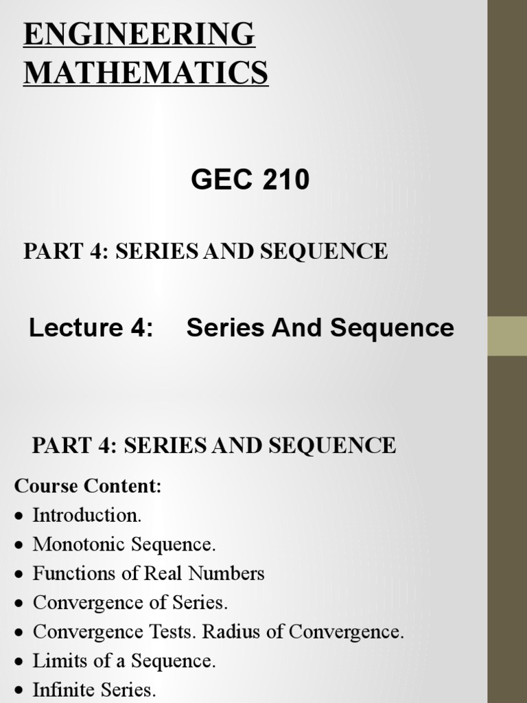 Engineering Mathematics | PDF | Series (Mathematics) | Sequence
