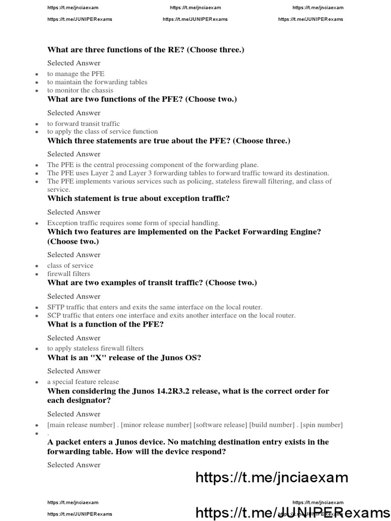 JNCIA-JUNOS (JN0-103) Free Assessment For Voucher | PDF | Routing | Ip ...