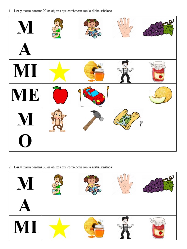 Objetos que comienzan con las sílabas M y MA | PDF