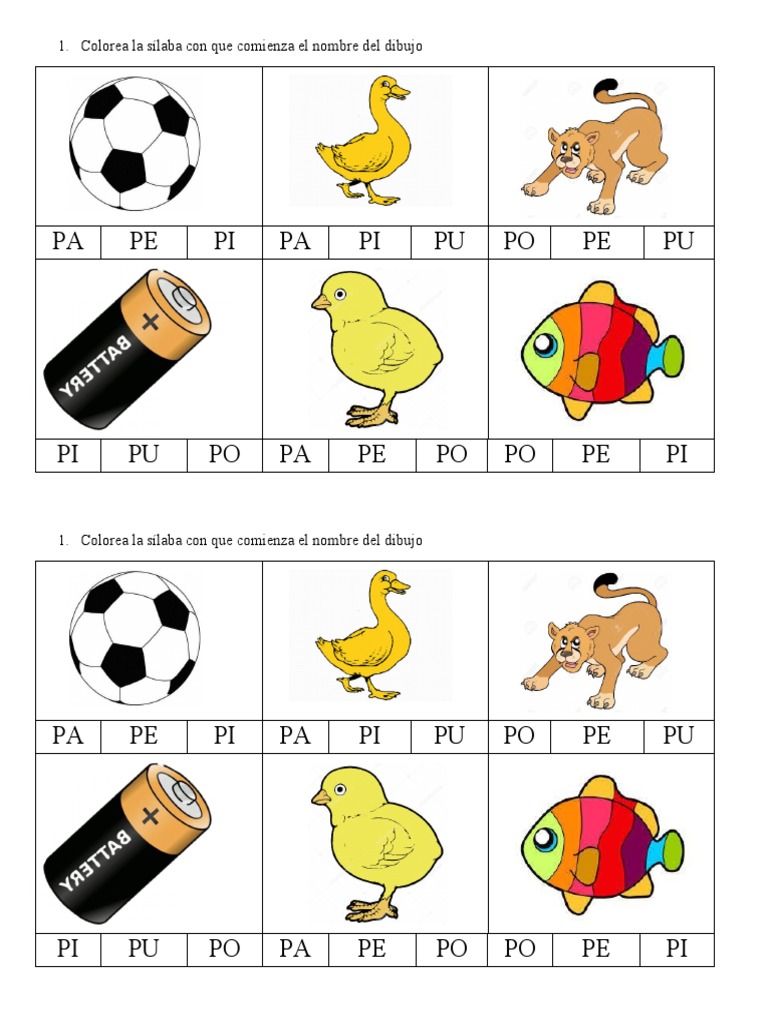 Letra P - Colorear Según Sílaba | PDF
