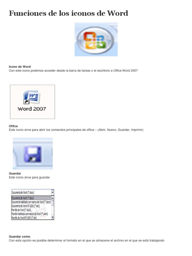 Funciones de Los Iconos de Word | PDF | Microsoft Word | Software