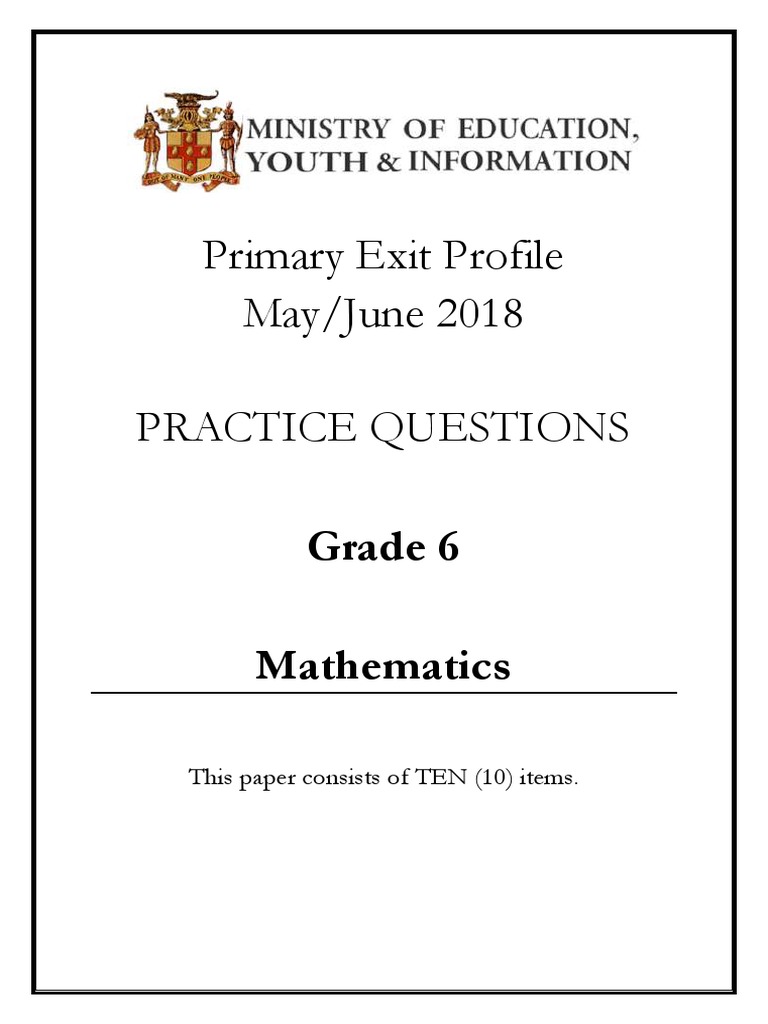 Grade 6 Math Practice Test 2018 | PDF | Shape | Ratio