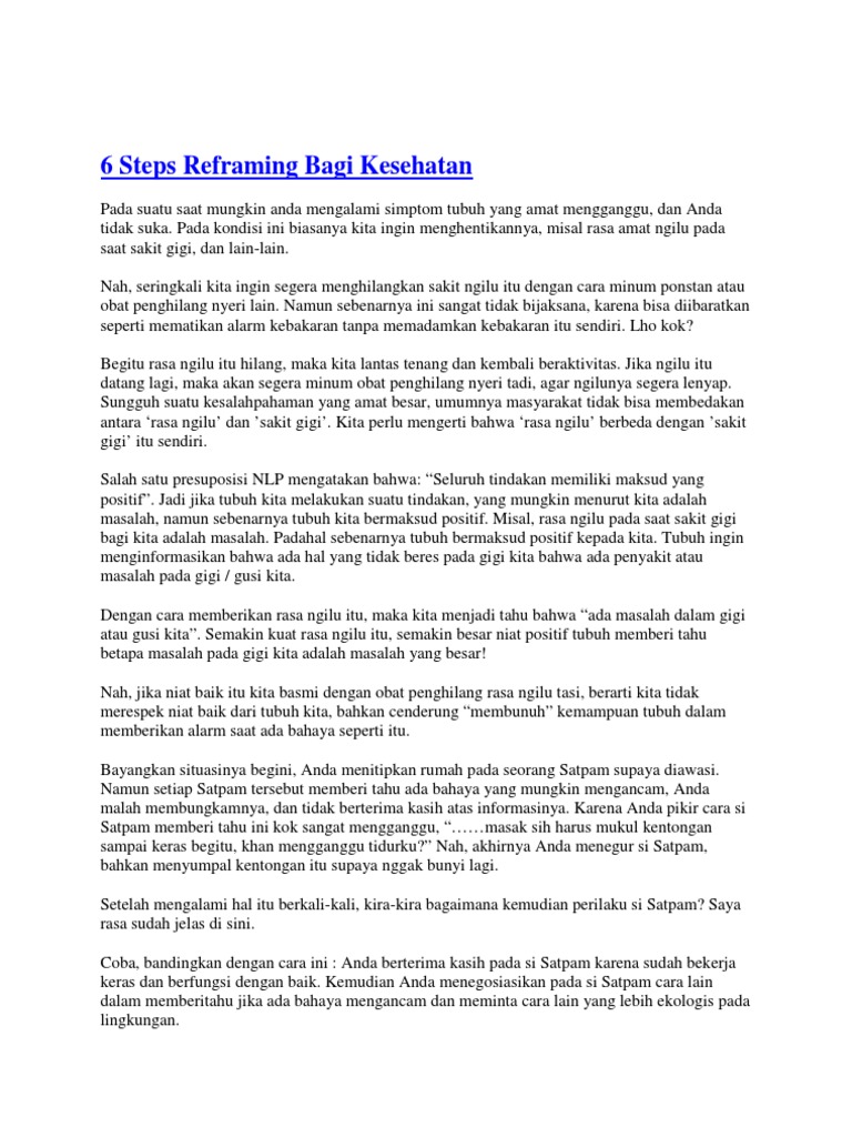 6 Steps Reframing Bagi Kesehatan | PDF