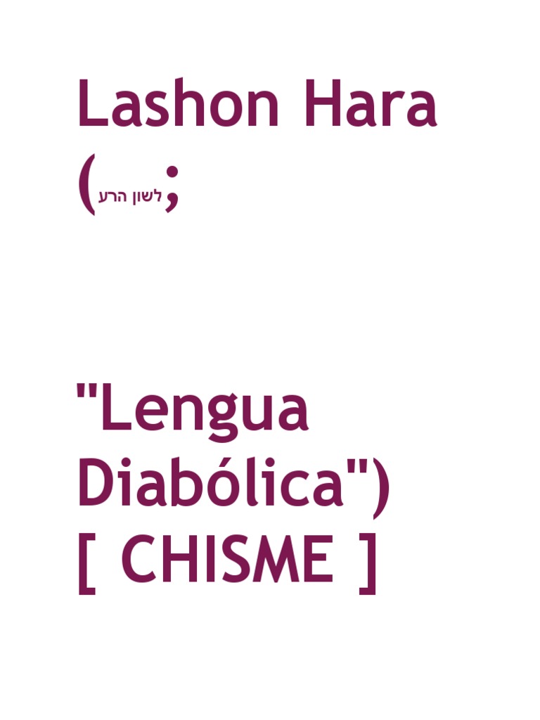 Lashon Hara | PDF | Biblia