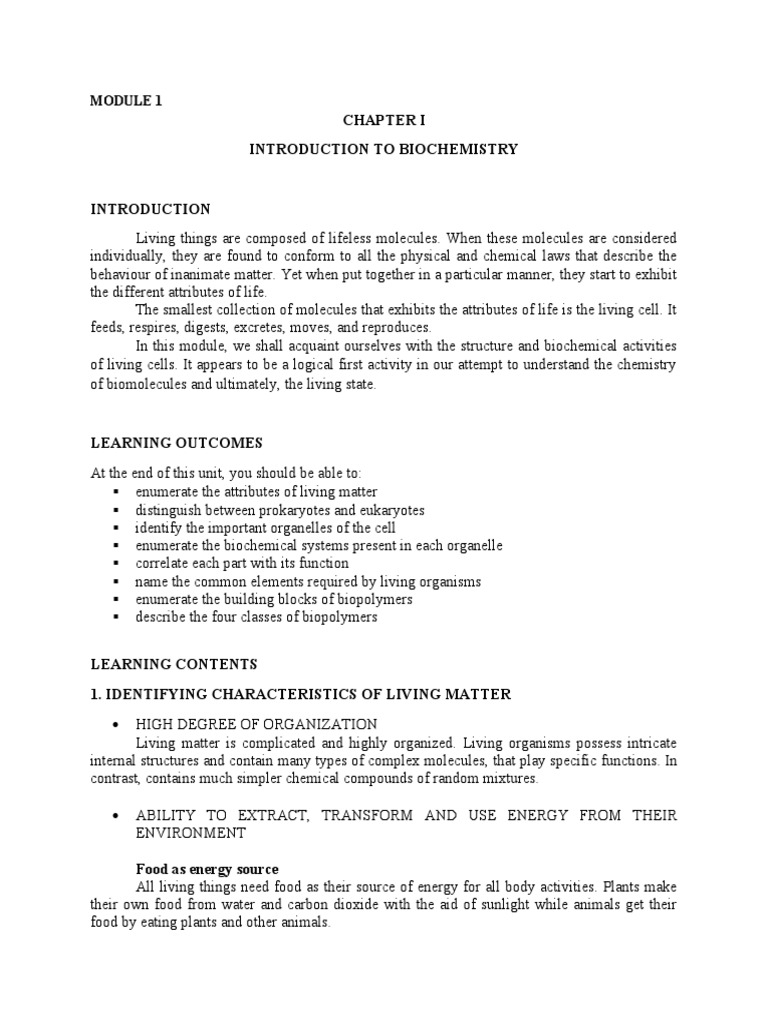 Introduction To Biochemistry | PDF | Macromolecules | Cell (Biology)