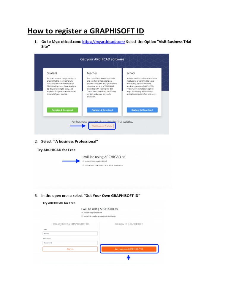 Register Your GRAPHISOFT ID Guide | PDF