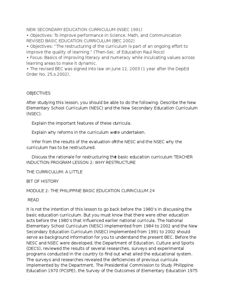 New Secondary Education Curriculum | Download Free PDF | Schools ...