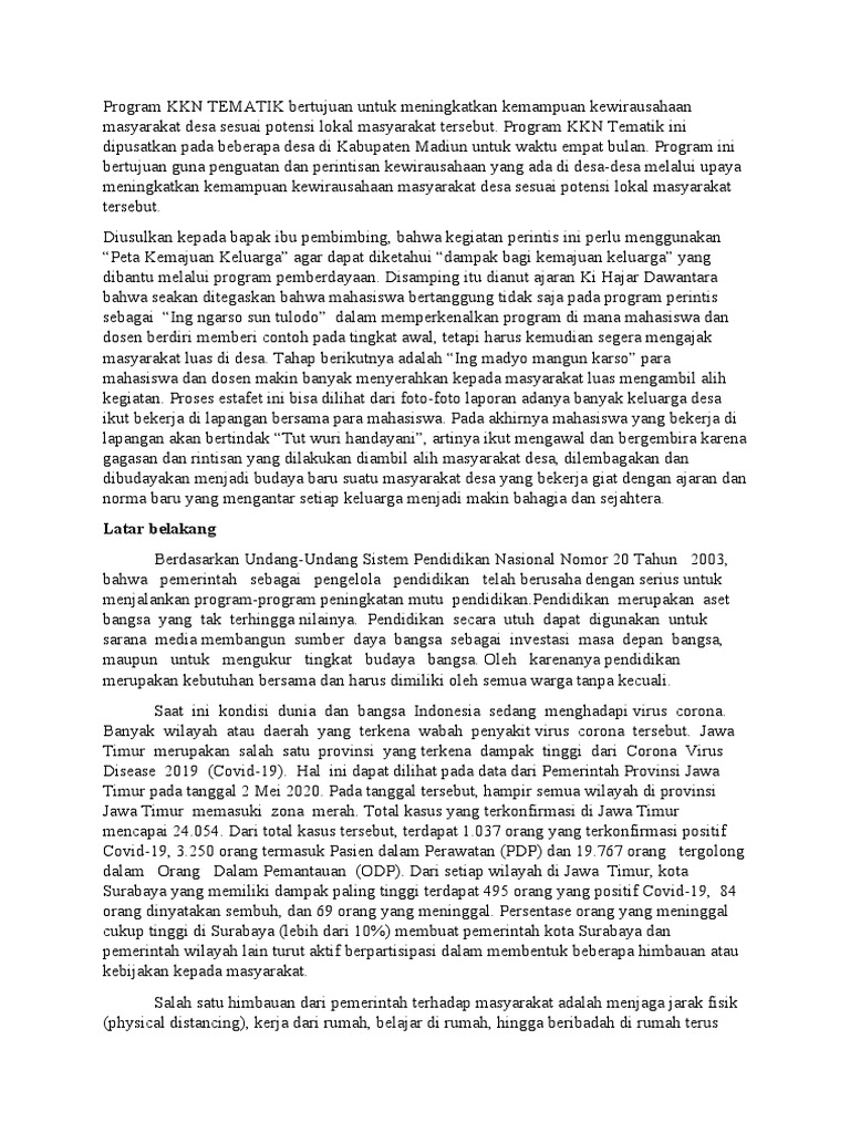 Latar Belakang KKN | PDF