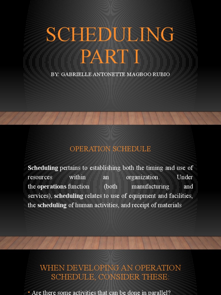 Operation Management - Scheduling | PDF | Workload | Scheduling (Computing)