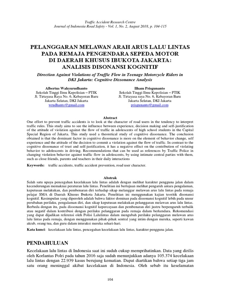Pelanggaran Melawan Arah Arus Lalu Lintas Pada Remaja Pengendara Sepeda ...