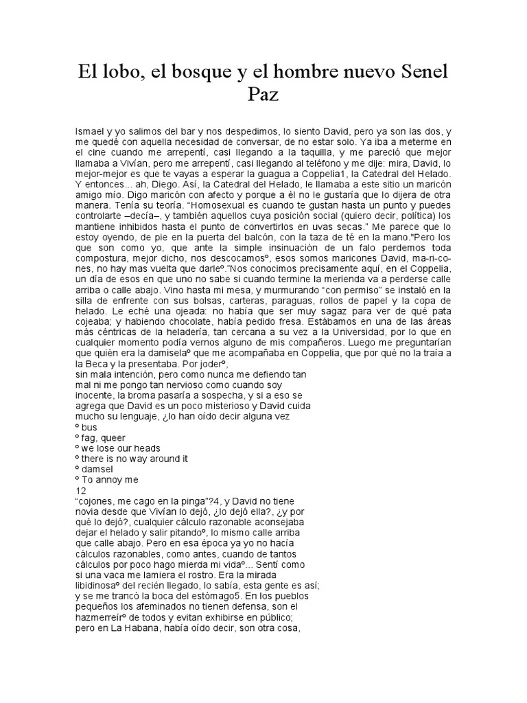 El Lobo, El Bosque y El Hombre Nuevo de Senel Paz | PDF | Ismael