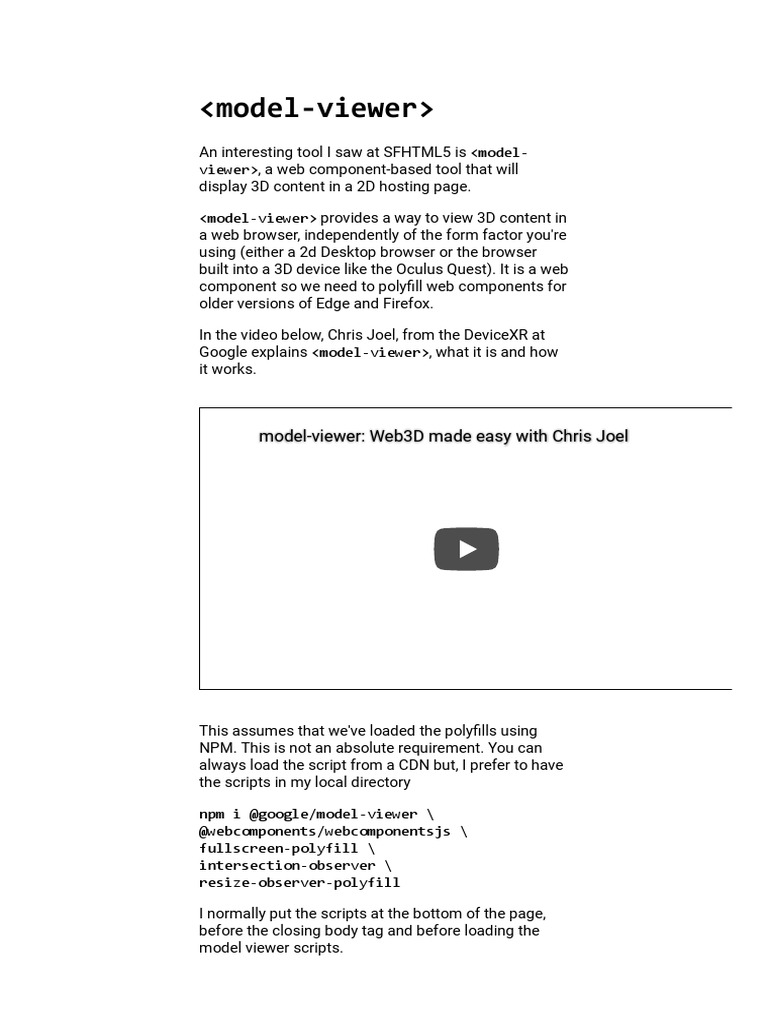 Model-Viewer: Web3D Made Easy With Chris Joel Model-Viewer: Web3D Made ...