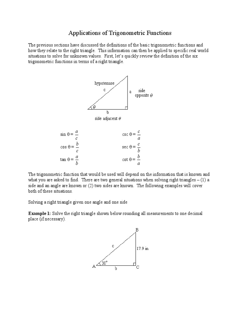 Applications of Trig Functions | PDF | Sine | Trigonometric Functions