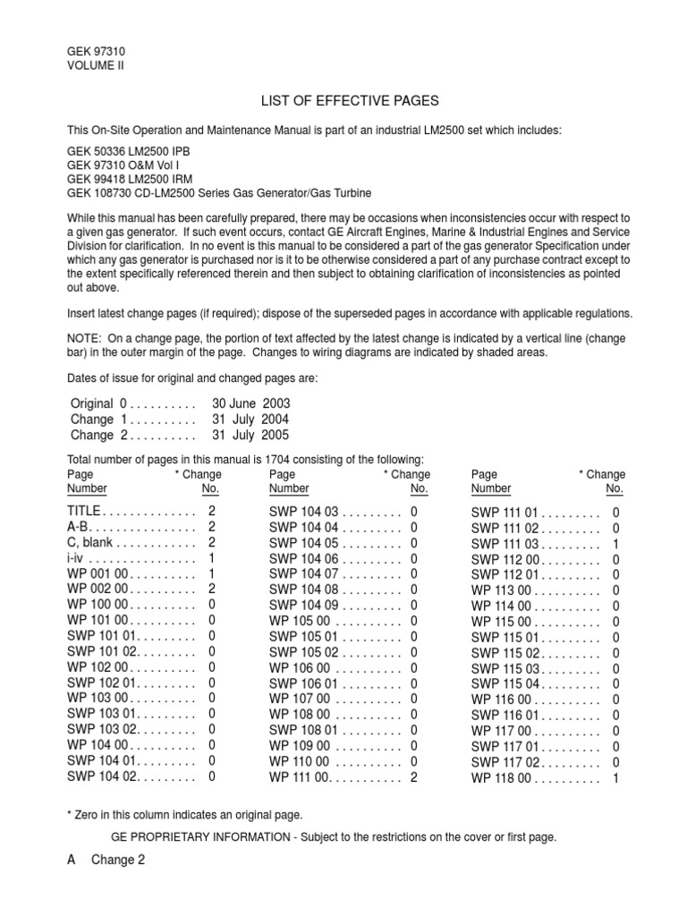List of Effective Pages | PDF | Turbine | Gas Turbine