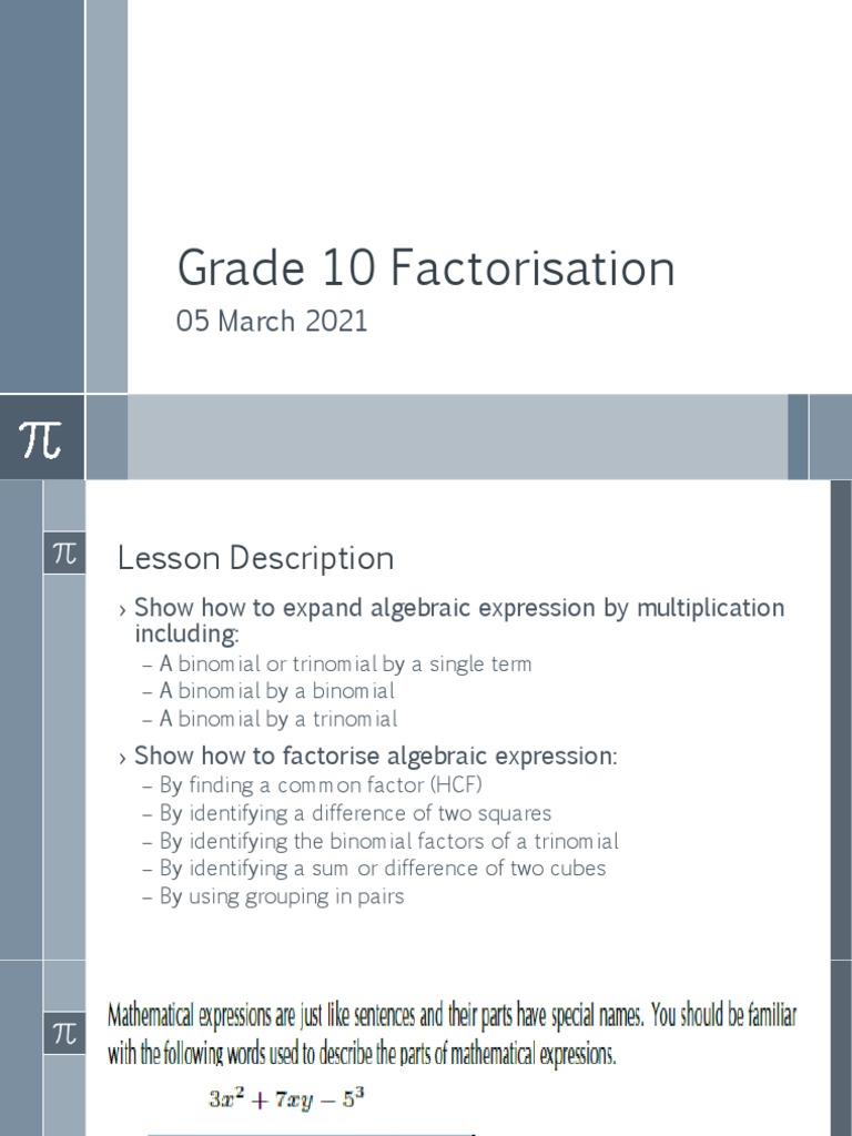 Grade 10 Factorisation: A Comprehensive Guide to Expanding and ...