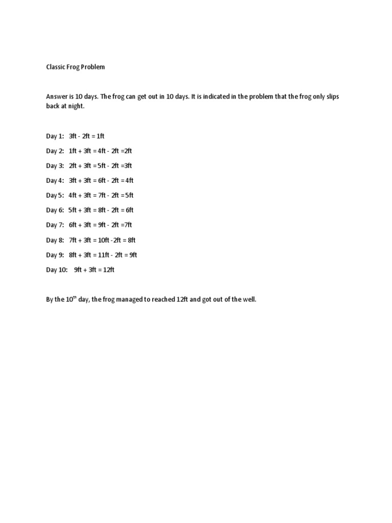 Classic Frog Problem | PDF | Home & Garden