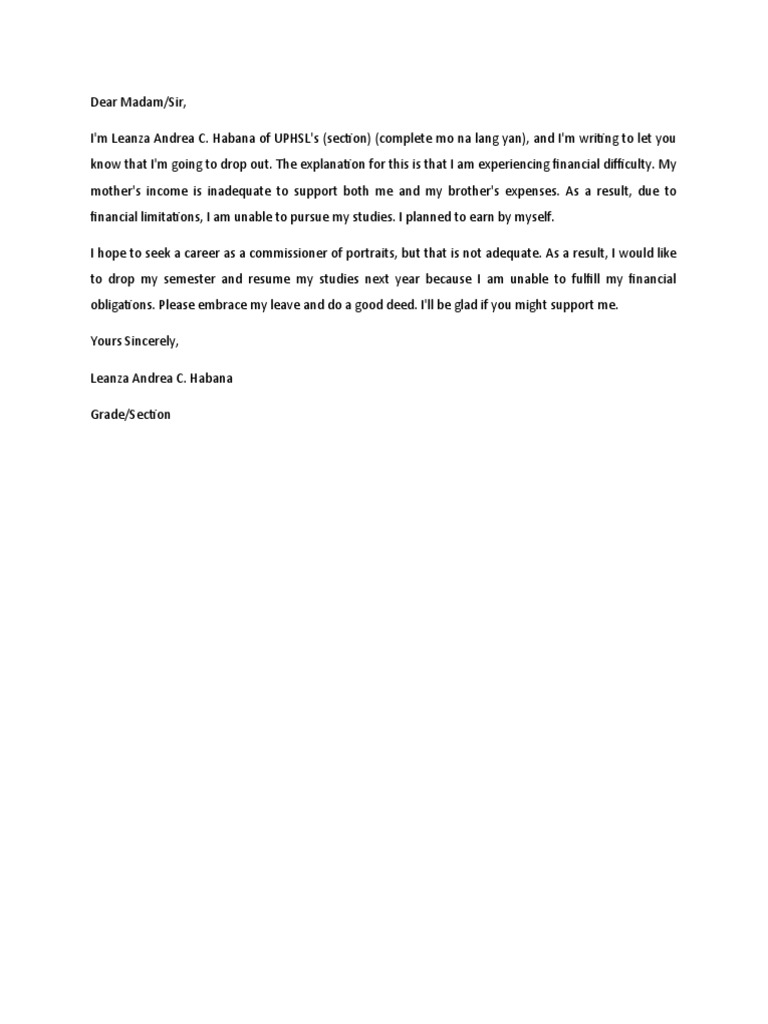 DropOut Letter | PDF