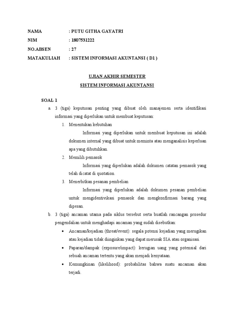 Uas Sia | PDF | Bisnis | Komputer